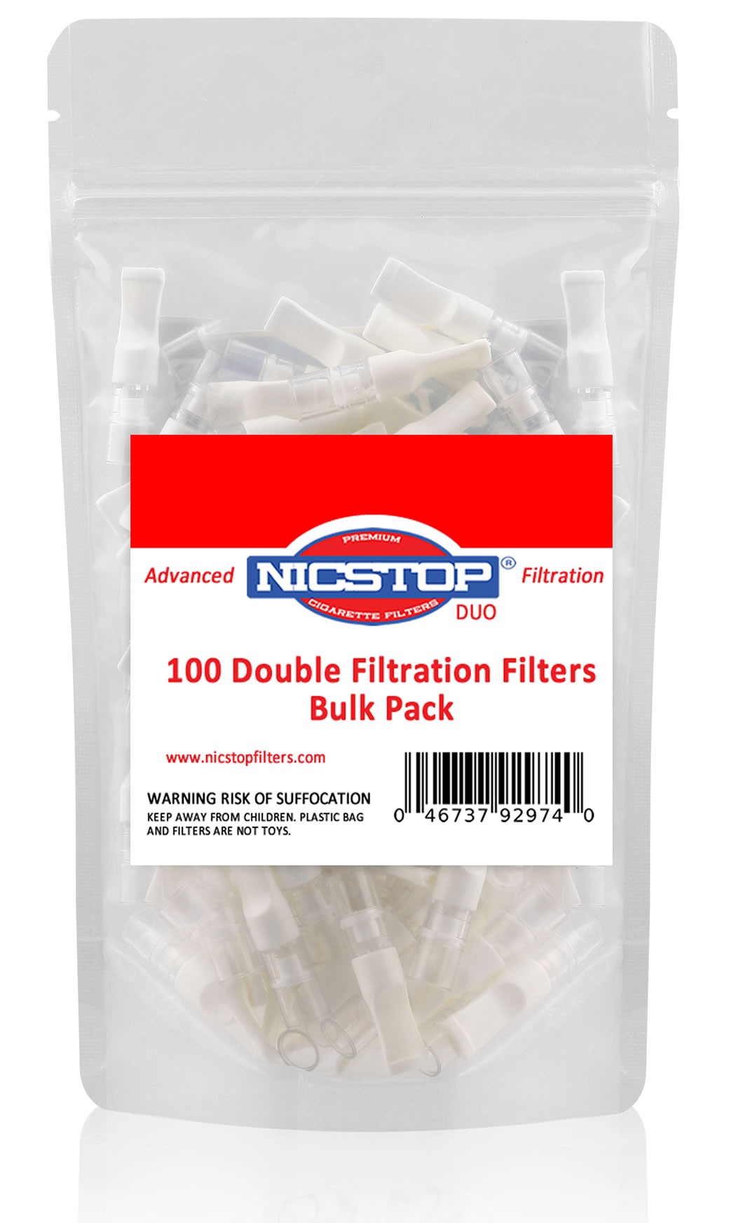 NICSTOP® Duo, Double Filtration Cigarette Filters Bulk Pack (100 ...